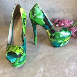 Unique Styles shoes | Shoes | Platform High Heels Mixed Colors Peekaboo ...
